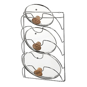 iDesign Classico Kitchen Cabinet Storage Rack for Pot, Pan Lids, 10.80" L x 3.83" W x 16.76" H, Chrome