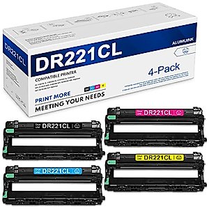 ALUMUINK [𝗛𝗶𝗴𝗵 𝗖𝗮𝗽𝗮𝗰𝗶𝘁𝘆] DR221CL DR-221CL Compatible 221CL Drum Unit Replacement for Brother HL-3140CW 3150CDN 3170CDW MFC-9130CW DCP-9015CDW Printer (4 Pack, 1BK/1C/1M/1Y)