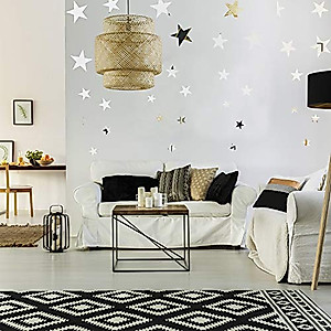 32 Pieces Removable Star Mirror Stickers Acrylic Mirror Setting Wall Sticker Decal for Home Living Room Bedroom Decor (Silver)