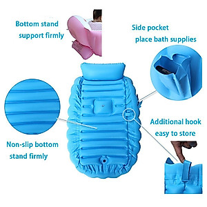 Inflatable Baby Bathtub, Kid Infant Toddler Infant Newborn Inflatable Foldable Shower Pool (Blue)