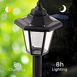 LAUREL CANYON 4 Pack Solar Pathway Lights, LED Bulbs Solar Walkway Lights Auto On/Off, Outdoor Landscape Lights for Garden, Lawn, Path, Yard Black
