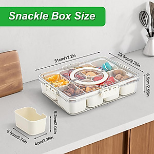 Divided Serving Tray Snack Platter Container with Lid & Handle, 8 Compartments Portable Food Fresh-Keeping Storage Box Vegetable Organizer for Refrigerator Perfect for Party & Picnic