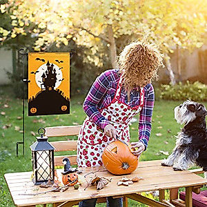 10 Pack Garden Flag Holder Stand Three Prongs Flag Holder Garden Flag Pole Holder Metal Powder Coated Flag Pole with Clip Stopper for Outdoor Garden Home Lawn Decoration with Clips, 15 Inch