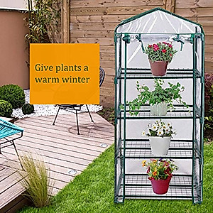 Mini Greenhouse Transparent PVC Cover Portable Small Greenhouses Cover wih Roll-Up Zipper Door, Waterproof Garden Green House Tent(Iron Stand not Include)