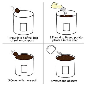 10 Gallon Grow Bags, 5Pack Potato Grow Bags with 2 Side Windows, Breathable Nonwoven Plant Bags with 2 Sturdy Handles, Garden Bags to Grow Vegetables Flower Fruit, Tomato Chili Onions Corn Etc (Green)