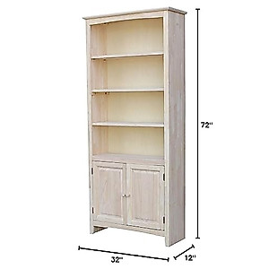 International Concepts Shaker Bookcase-72 H Bookcase, Unfinished