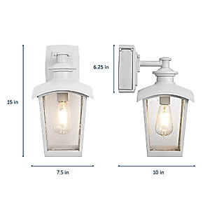 Home Luminaire 31856 Spence 1-Light Outdoor Wall Lantern with Seeded Glass and Built-in GFCI Outlet, White