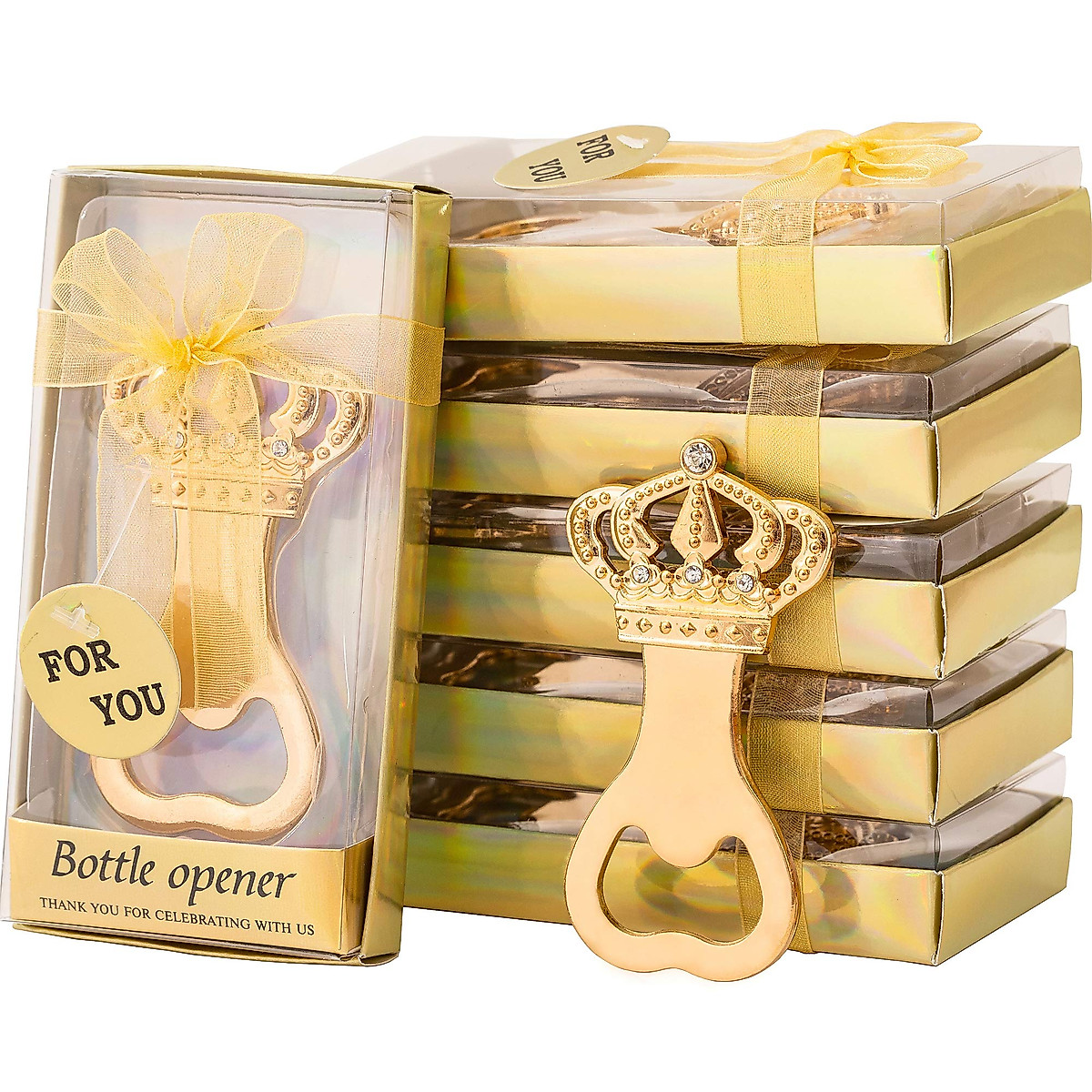 NC 24PCS Crown Bottle Opener Crown Baby Shower or Wedding Even Birthday Party Gifts for Guests, Baby Shower or Gold Wedding Favors Bridal Shower Favors,Birthday Decorations Supplies (gold, 24)