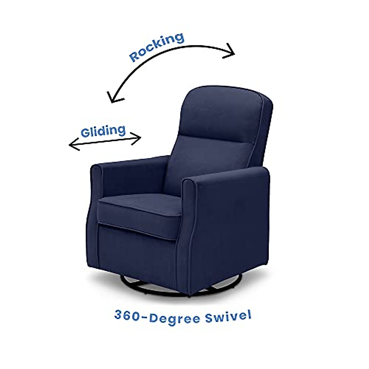 Delta Children Clair Slim Nursery Glider Swivel Rocker Chair, Navy