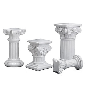 soarflight Roman Pillar Greek Column Resin Statue Figurine Base Pedestal Stand Birthday Party Wedding Table Sand Game Decor Supplies Great for Home Garden Classy, White, Square Small
