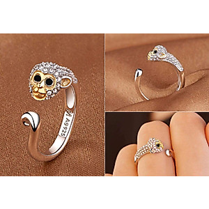 Ginger Lyne Collection Cute Monkey Wrap Sterling Silver Ring CZ Two Tone