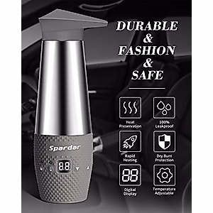 Spardar 12V Car Boiler Electric Travel Portable Kettle Fast Water Boiler Car Coffee Maker& Heater with LED Indicator Light for Water, Tea, Coffee and Milk