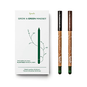 Sprout Eyebrow & Eyeliner Pencils | Vegan Formula | Plantable Eyeliner & Brow Pencils with Wildflower Seeds | Makeup Gift | 2 Pack | Black & Brown