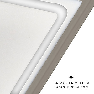 JoyJolt Plastic Cutting Board Set. White and Grey Cutting Boards for Kitchen Dishwasher Safe with Handle. Non Slip Large and Small Chopping Board Set; Meat Cutting Board with Juice Groove.