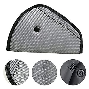 Seat Belt Adjuster, Car Safety Cover Strap Adjuster Pad Harness, Comfortable Protection for Adult Children Keep Belt Away From Neck and Face, Made of Air Mesh Fabric (Premium Luxuries Grey)