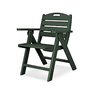 Polywood Outdoor Furniture Nautical Lowback Chair, Green-Recycled Plastic Materials