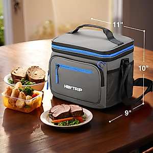 HEYTRIP Expandable Insulated Lunch Box 24 Can Double Deck Cooler Bags Leakproof Lunch Bag for Man Large Lunch Cooler for Camping Travel Picnic(Grey)