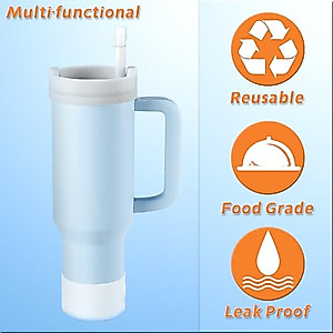 BOSOIRSOU 8 pcs Silicone Spill Proof Stopper Accessories, Leakproof Seal Cup Kit for 40oz Tumbler, Including 2 Dust Cup Lids, 2 Anti-Slip Cup Covers, 2 Round Cover Plugs, 2 Square Anti-Spill Plug