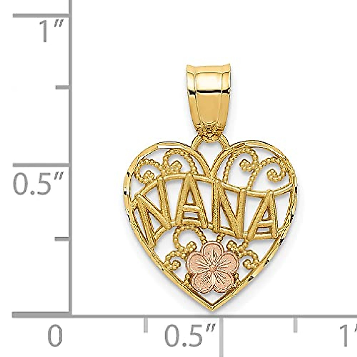 IceCarats 14K Two Tone Gold Grandma Heart Love Necklace Nana Charm Grandmother Pendant 21mm x 15mm Only