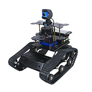 XiaoR Geek Raspberry Pi Smart AI Robot Car Kit, ROS SLAM Tank Car with LIDAR Mapping Navigation, Hd Camera, 3.5 inch Touch Display Programming Project for Adults(Black with Raspberry Pi)