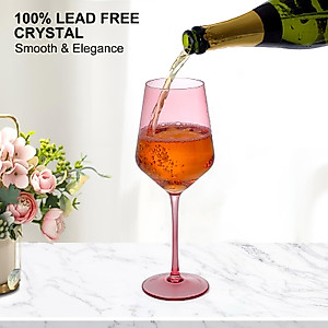 Mongshin 16 oz Premium Multi-Color Stemmed Wine Glasses -Colored Wine Glasses Gift for Wedding, Mothers -Luxury,Durable,Colourful Glasses Collection(set of 4)