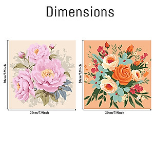 tigdtiu 2Pack Flowers Paint by Numbers Kit for Adults Beginner,Adult Paint by Number Kits On Canvas Framed, DIY Acrylic Painting Kit for Room Decor (8X8 in)