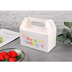 LOKQING 7x3.85x3.85 Inches Party Favor Boxes White Treat Boxes Gable Boxes Paper Gift Boxes for Baby Showers Birthday Party Wedding(25 Pack)