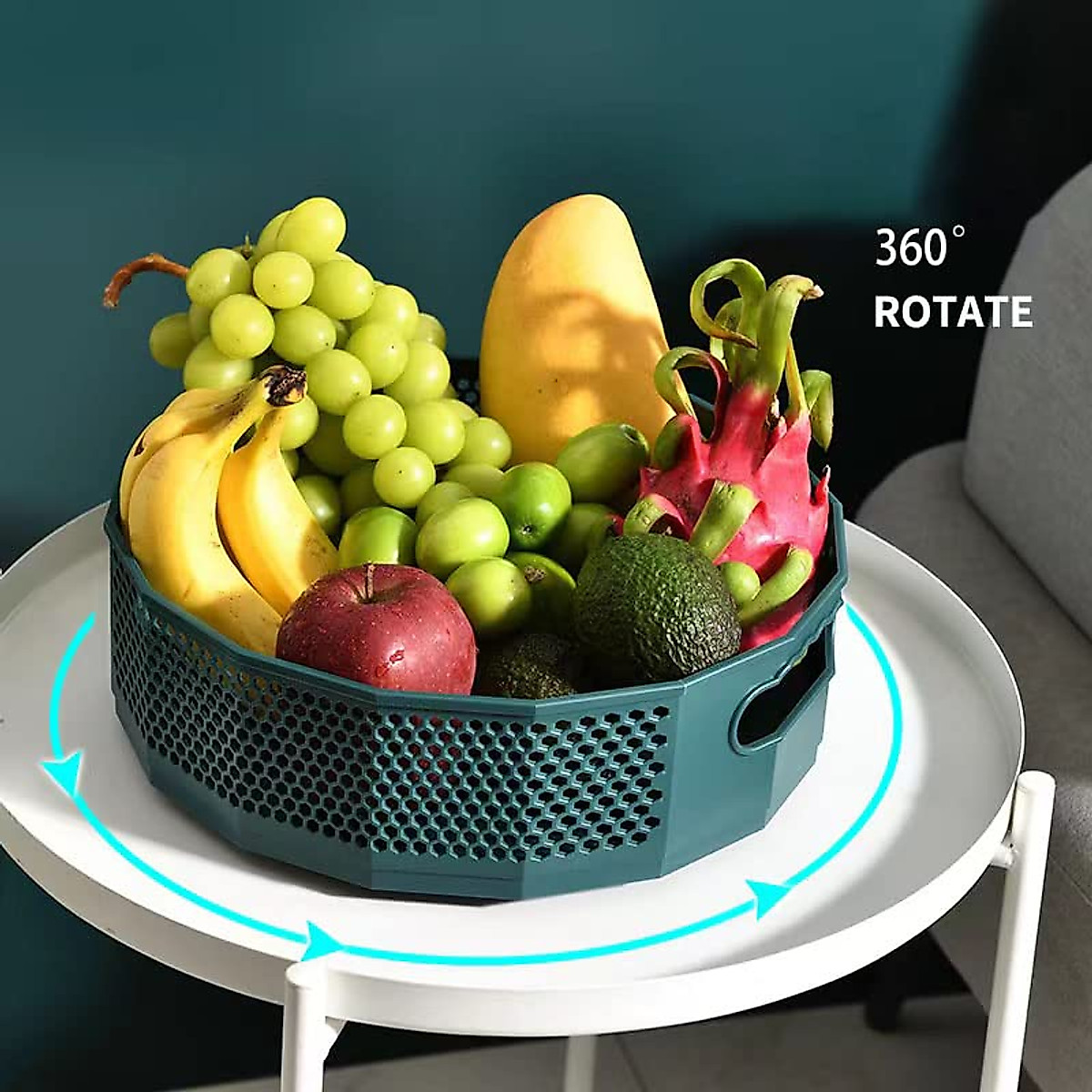 Plastic Turntable Cabinet Organizer, 12" Inch Spice Rack Turntable with 360º Rotation for Cabinets, Refrigerator, Pantry, Office, Bathroom, Etc. (Green)