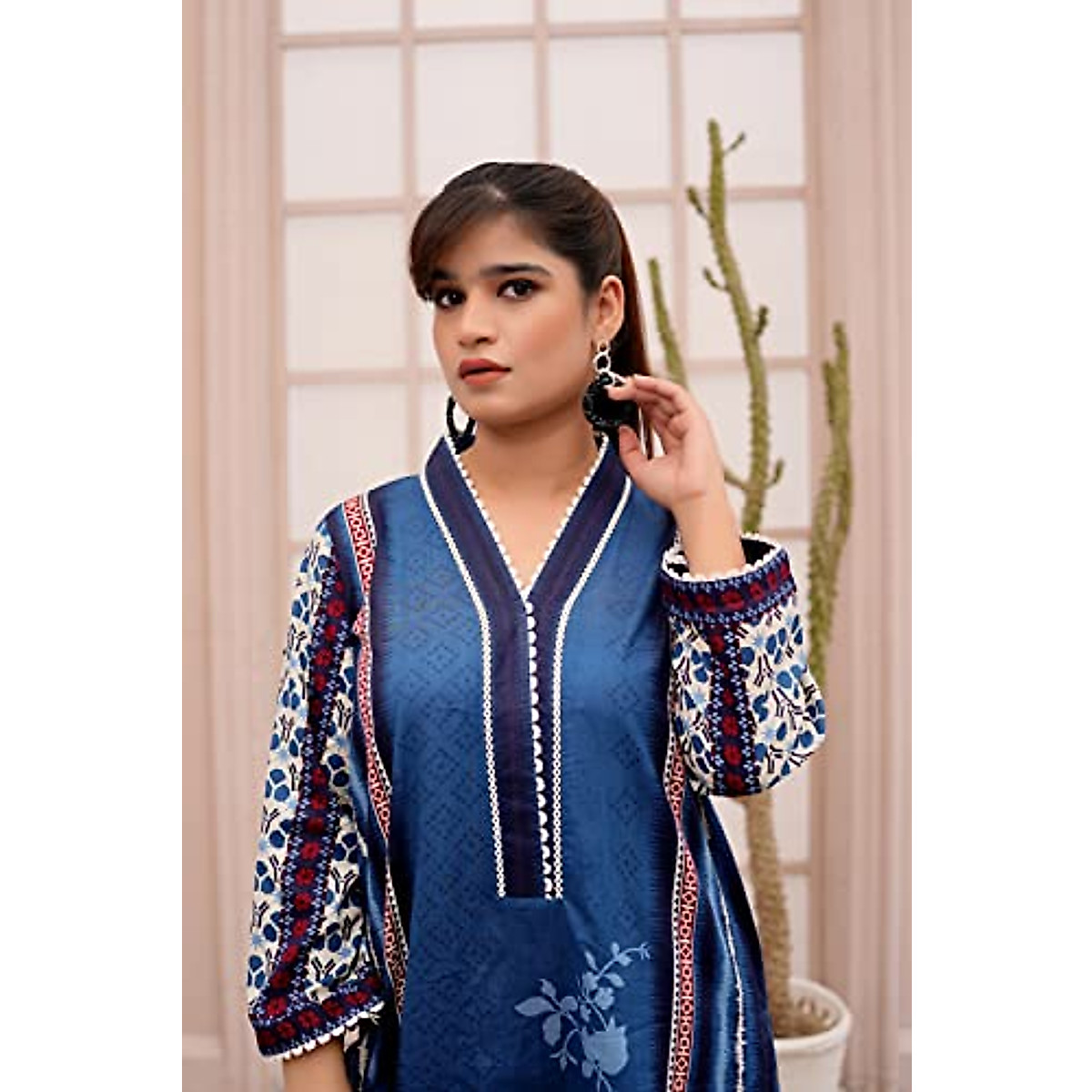 IshDeena Indian Kurta Set for Women Ready to Wear - Pakistani Dresses, Salwar Kameez, Palazzo Kurti Set, Shalwar Kameez Set (3X-Large/Blue)