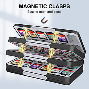 HEIYING Game Card Case Holder Compatible with Nintendo Switch& Switch OLED,Portable Switch Lite Game Card Storage with 96 Game Card Slots and 24 Micro SD Card Slots.