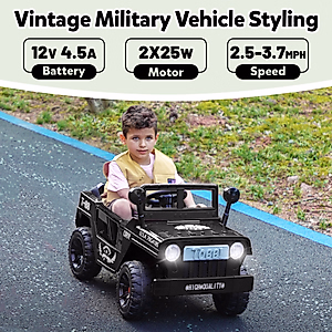 TOBBI 12V Off-Road Kids Ride On Car Truck, Battery Powered 4 Wheels Ride On Toys for Boys and Girls Aged 2-6 Years w/Horn, LED Lights, Portable Pull Rod, Double Open Doors, Orange