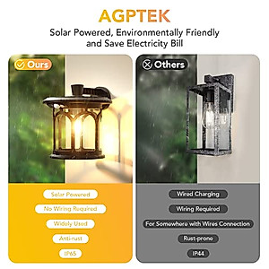 Solar Wall Lights Outdoor 2 Pack, AGPTEK Motion Sensor Solar Lights with 3 Lighting Modes, Dusk to Dawn Wall Lanterns Waterproof Solar Lantern Sconce Lights for Patio, Porch, Garage, Barn, Garden