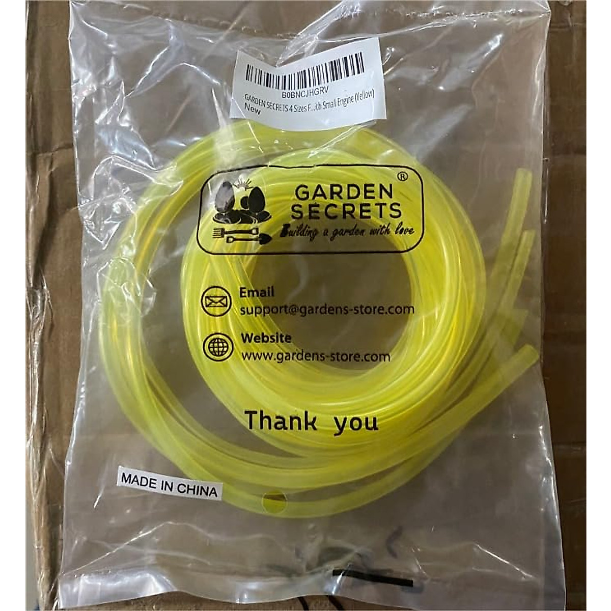 GARDEN SECRETS (4 Sizes) 2-Stroke Garden Power Tools Fuel Line Replacement Kit. Fuel Hose Fuel Tube for String Trimmer Chiansaw Blower Power Tools with Small Engine, Nitro Engine. (Yellow, 4ft each)