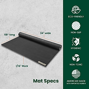 JadeYoga Voyager Yoga Mat - Lightweight & Portable Rubber Yoga Mat - Non-Slip Exercise Mat for Women & Men - Great for Yoga, Home Workout, Gym Fitness, Pilates, Stretching, and More (68" Black)