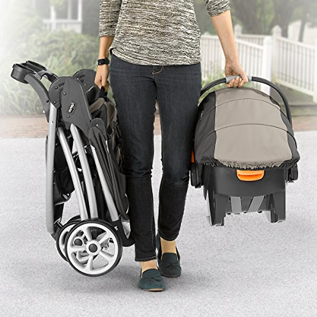 Chicco Viaro Quick-Fold Travel System, Includes Infant Car Seat and Base, Stroller and Car Seat Combo, Baby Travel Gear | Black/Black