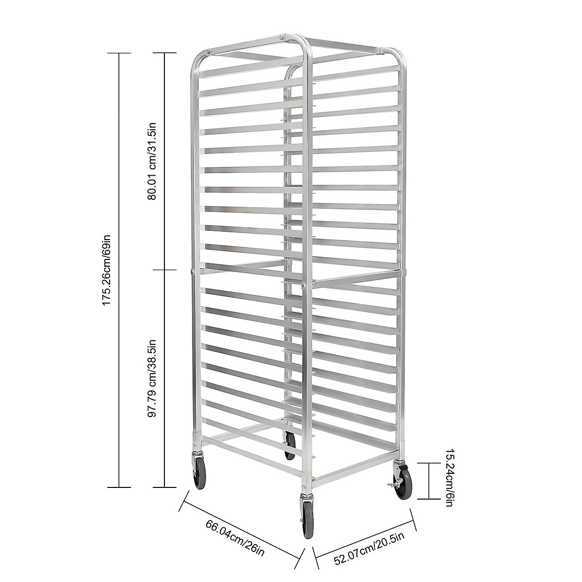 YSHUSTGY Bun Pan Rack, 20-Tier Commercial Bakery Racks, Mobile Trolley Storage Cooling Rack,Strong bearing capacity, with Lockable Casters,Thickened Supporting Strip for Home Or Commercial Kitchens