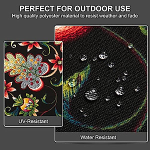 Wellsin Outdoor Chair Cushions for Patio Furniture - Patio Chair Cushions Set of 4 - Waterproof Square Corner Outdoor Seat Cushions 18.5"X16"X3", Flower Black