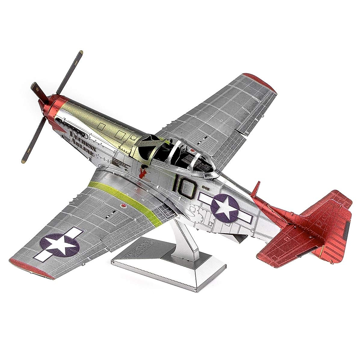 Metal Earth Premium Series Tuskegee Airmen P-51D Mustang Red Tail 3D Metal Model Kit Fascinations