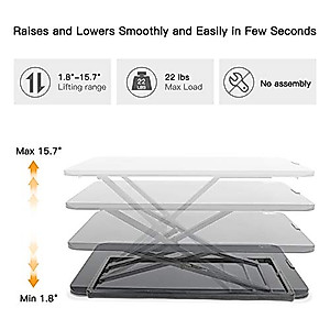 HUANUO Standing Desk Converter Height Adjustable Sit to Stand Desktop Desk Gas Spring Riser, Perfect Workstation 28.5 inches for Laptop & Computer Monitors