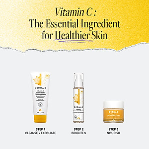 Derma E Vitamin C Gentle Daily Cleansing Paste – Vitamin C Face Mask or Cleanser with Turmeric - Facial Mask Brightens & Clarifies, 4.0 Oz