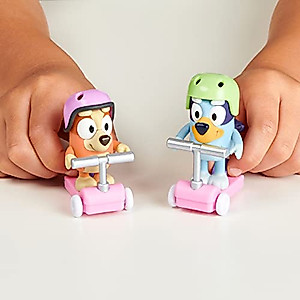 Bluey Dog Vehicle 2-Pack, 2.5-3" Bluey & Bingo Articulated Figures - Scooter Time