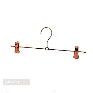 30Pack Koobay 35cm Shiny Metal Rose Copper Gold Clips Pants Hangers Trousers Skirt Hang Rack with Swivel Hook