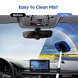 AstroAI Windshield Cleaner, Microfiber car Window Cleaner with 4 Reusable and Washable Microfiber Pads and Extendable Handle Auto Inside Glass Wiper Kit