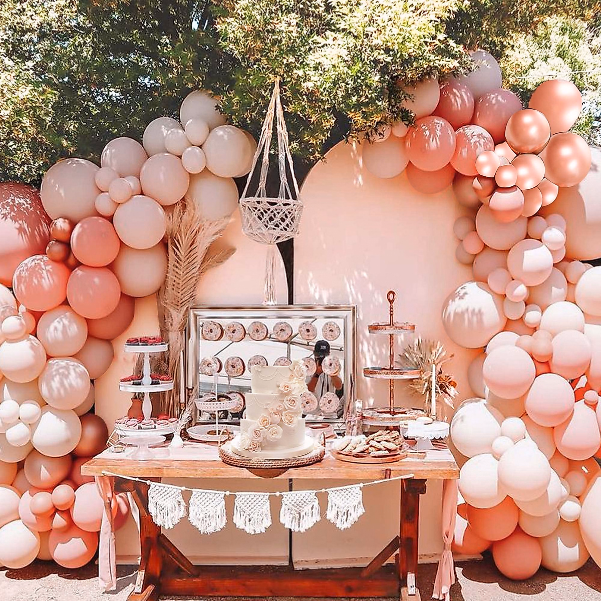 Boho Pink Balloon Arch Garland Kit, SCMDOTI Blush Pink Balloon Arch with Double Stuffed Dusty Pink Nude Neutral Balloons for Baby in Bloom Baby Shower, Birthday, Weddings,Bridal Shower Decoration