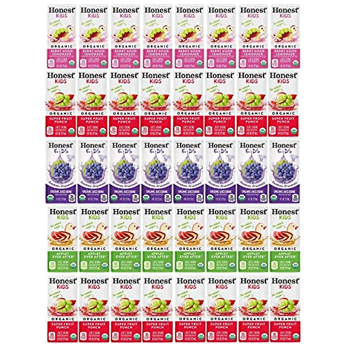 Honest kids Assorted Organic Juice Drink Variety Pack, 6 Fl Oz, (40 Count)