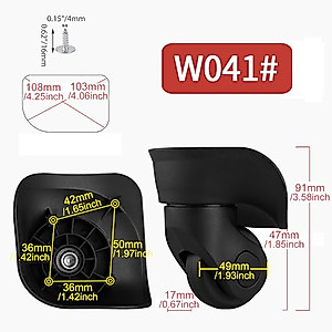 RDEXP Black Wheel Dia 1.92inches Left & Right Luggage Wheels with Screws Replacement Part Set of 2