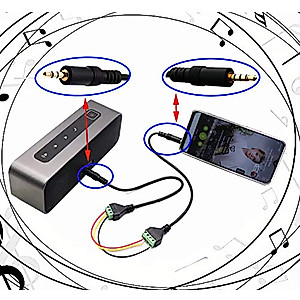 zdyCGTime 3.5mm Screw Terminal Block Cable 3.5mm (1/8inch) Stereo Audio Male to 3 Pin/Way Female Bolt Screw AV Headphone Type Adapter Cable（30CM/2Packs)(3Pole/M)
