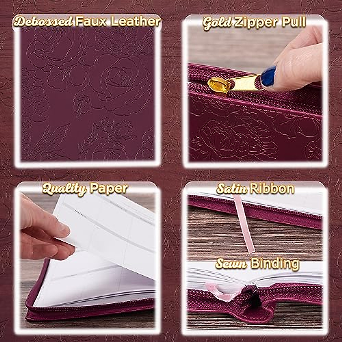 Christian Art Gifts 2024 18 Month Women's Vegan Leather Personal Planner Organizer w/Zipper Closure: Be Still & Know Inspirational Bible Verse, Daily, Weekly, Monthly Planning, Maroon Floral, Large