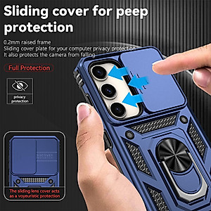 for Galaxy S23 Case,with Screen Protectors and Camera Cover,[Military Grade] 16ft.Drop Tested Cover with Magnetic Kickstand Protective Case for Samsung Galaxy S23 6.1 inch, Blue