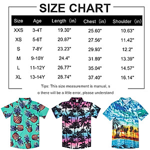UNICOMIDEA Boys Hawaiian Shirts Kids Tropical Shirt Short Sleeve Luna 3D Graphic Green Pineapple Teens Button Up Clothes Hawaii Beach Holiday T Shirt for 9 10 Years